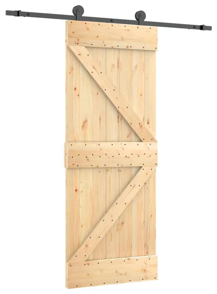 Posuvné dveře s kováním 70 x 210 cm masivní borové dřevo,  3203044