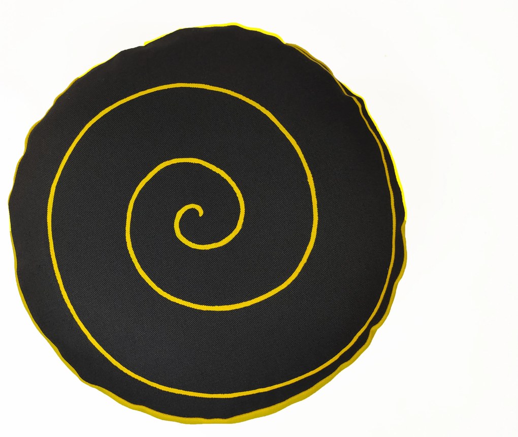 S radostí - vlastní výroba Meditační podsedák se spirálou - žlutý Velikost: ∅30 x v30 cm