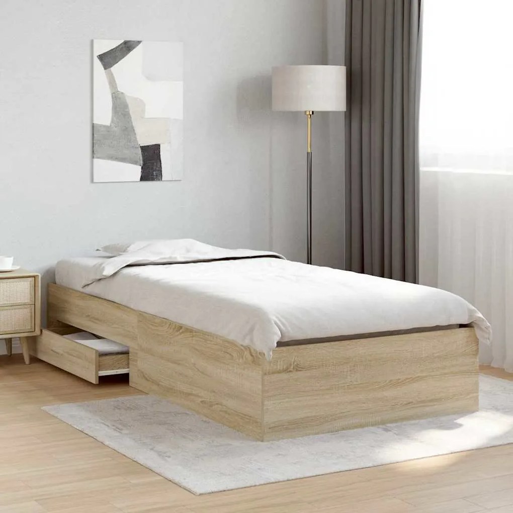 Rám postele se zásuvkou Hnědá 90 x 190 cm Kompozitní dřevo 3345122