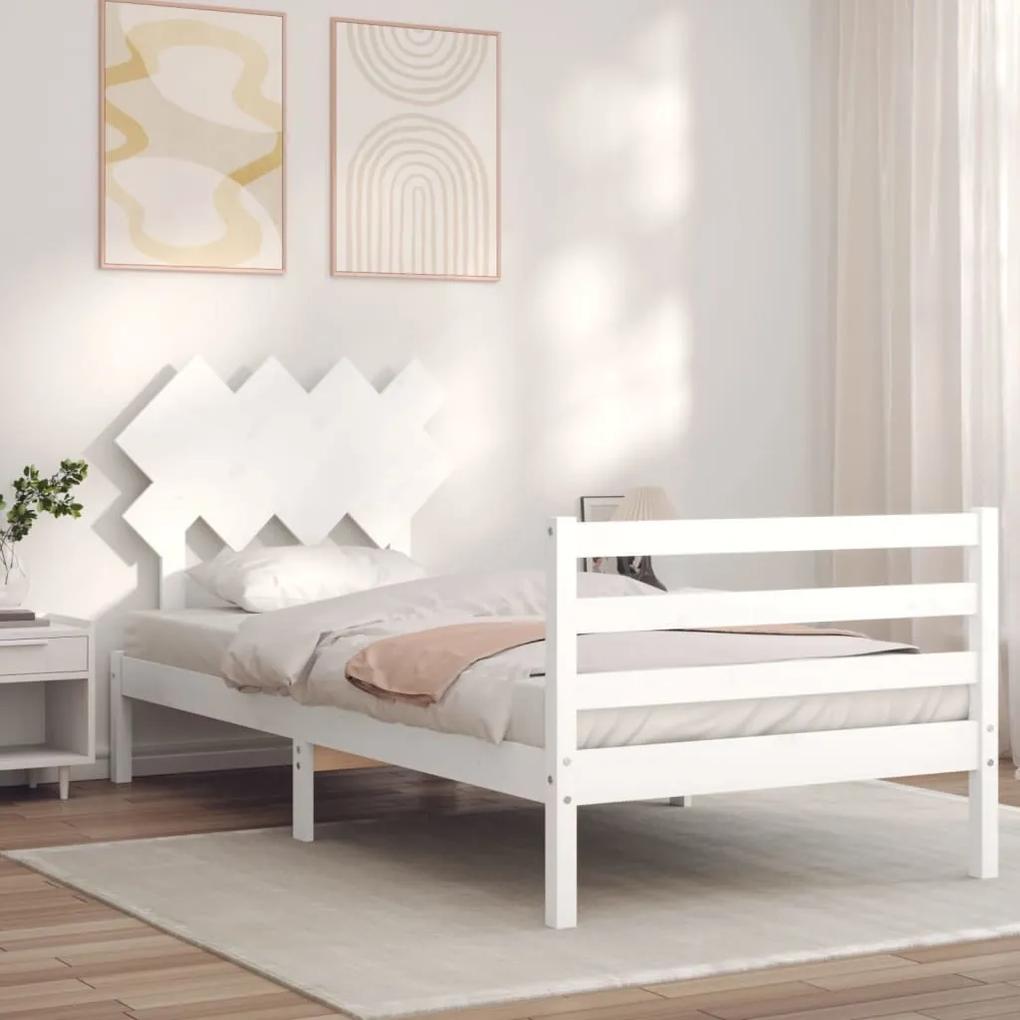 vidaXL Rám postele s čelem 100 x 200 cm masivní dřevo [3195279] Barva: Černá