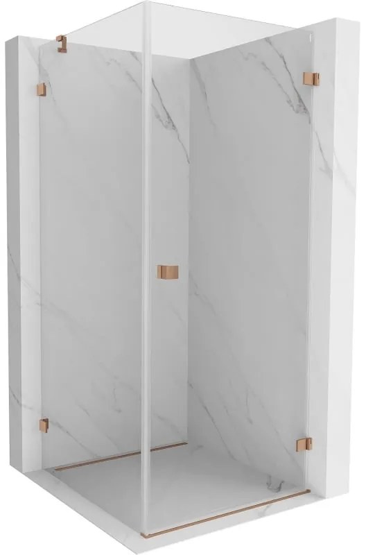 Mexen Lunar-B, pravostranný výklopný sprchový kout 80 x 80 cm, 8mm čiré sklo, profil měděná matná, 832-080-080-65-00-P
