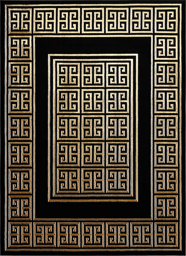 Dywany Łuszczów, Kusový koberec Allure 1968 black/gold, 140x190, černá, kancelář