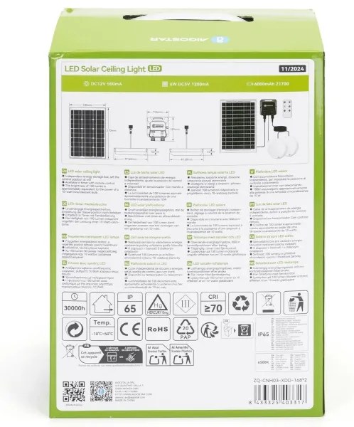 Aigostar - LED Solární svítidlo 2xLED/35W/12V 6000 mAh 6500K pr. 16,8 cm