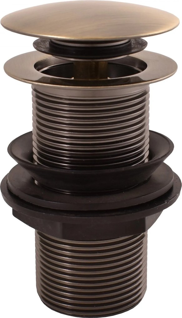 SLEZÁK RAV Výpusť umyvadlová CLICK-CLACK 5/4'' bez přepadu, Stará mosaz MD0798SM