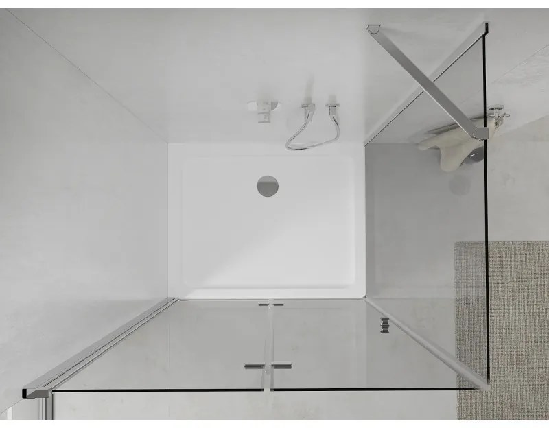 Mexen Lima skládací sprchový kout 110 x 100 cm, Průhledné, Chromovaná + sprchová vanička Flat - 856-110-100-01-00-4010