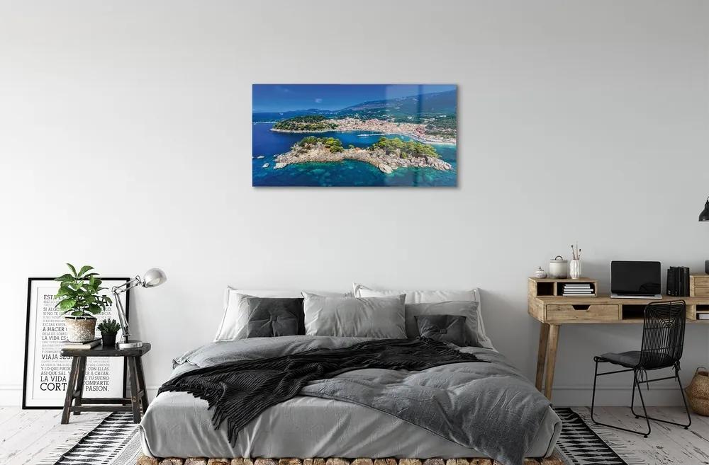 Obraz na skle Řecko Panorama moře město 120x60 cm