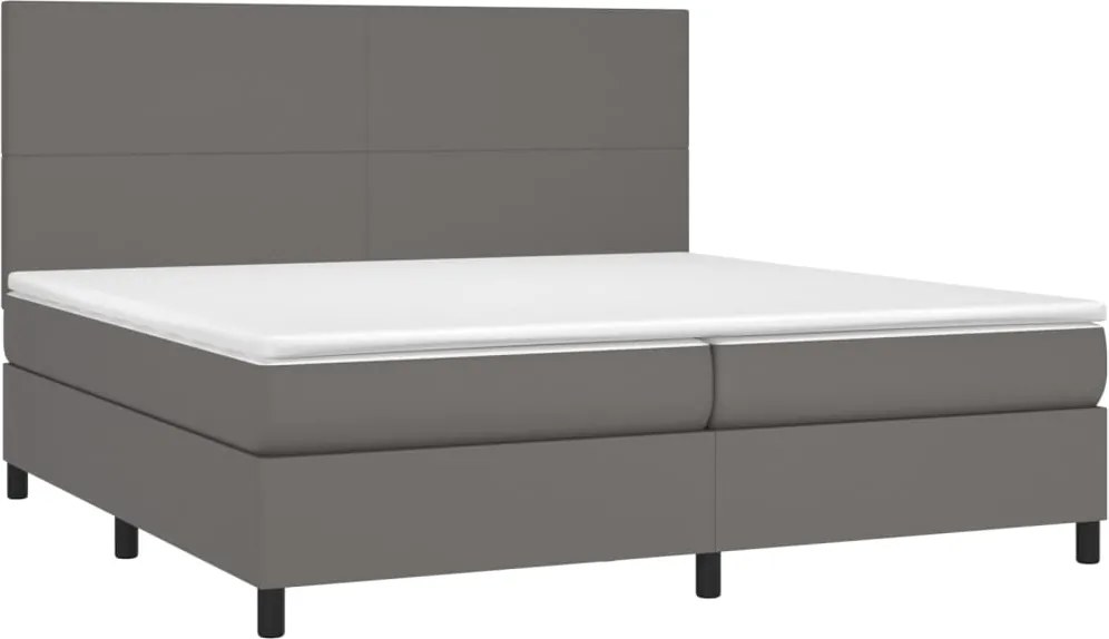 Box spring postel s matrací šedá 200x200 cm umělá kůže 3142747
