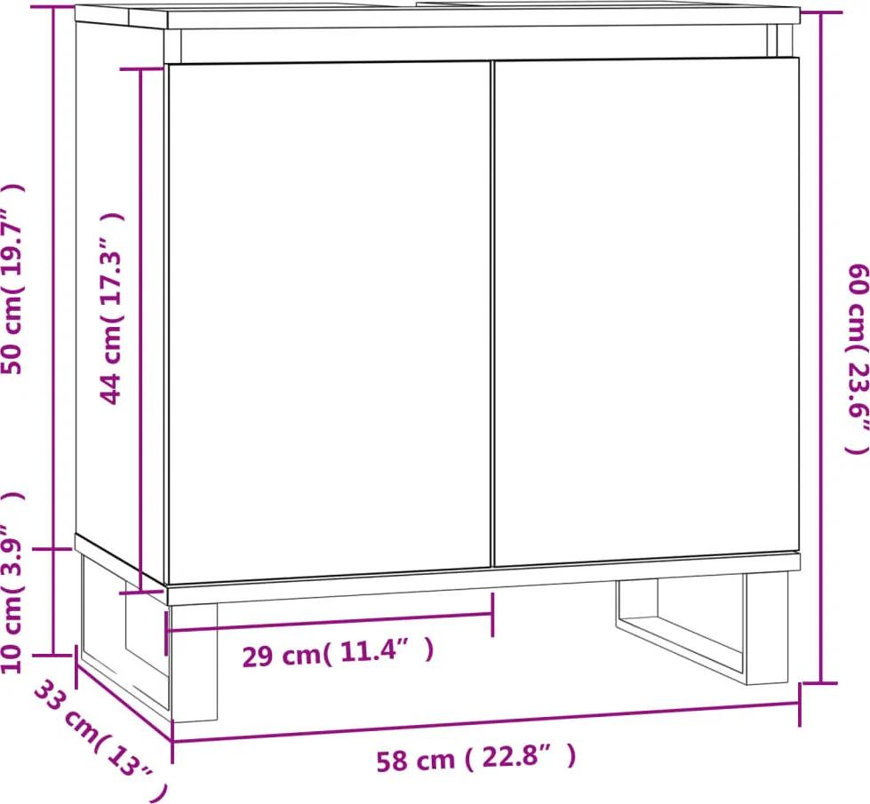 vidaXL Koupelnová skříňka 58 x 33 x 60 cm kompozitní dřevo [831588] Barva: Betonová šedá