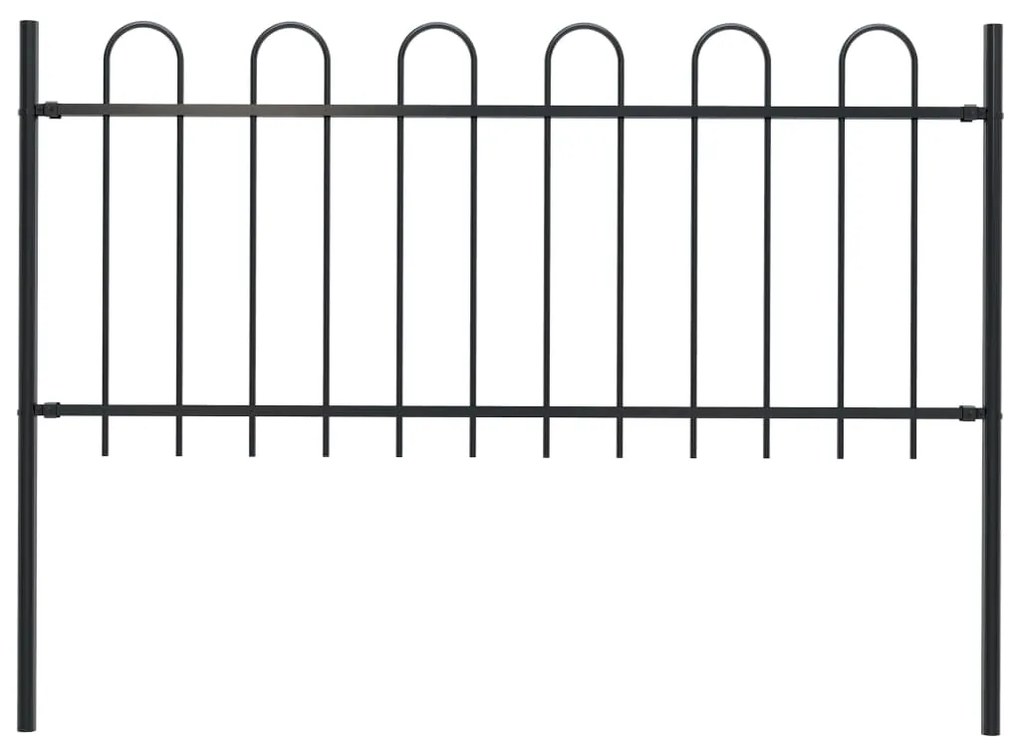 144930 vidaXL Zahradní plot s obloučky ocelový 1,7 m černý