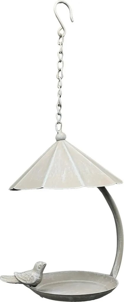 Závěsné krmítko s dekorativním ptáčkem BIRDY 43 cm bílé