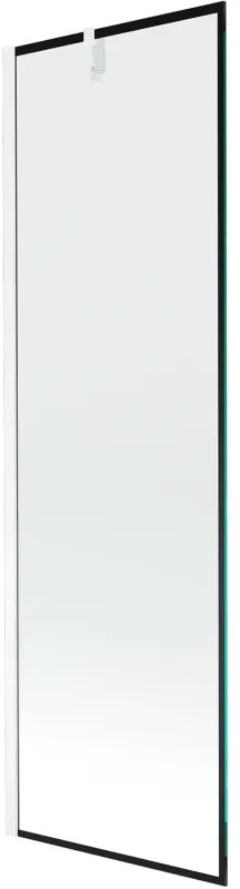 Mexen Next, vanová zástěna 1-křídlová 60 x 150 cm, fixní křídlo, 6 mm čiré sklo s černým vzorem, bílý profil, 895-060-000-00-70-20