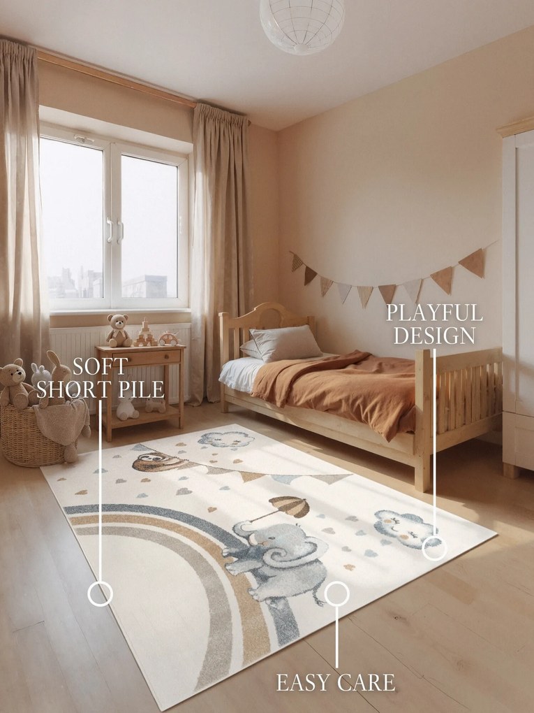 Villeroy & Boch, Dětský kusový koberec Villeroy & Boch Boho Kids 106306 Cream Multicolor, 160x230, bílá, vícebarevná, dětský pokoj