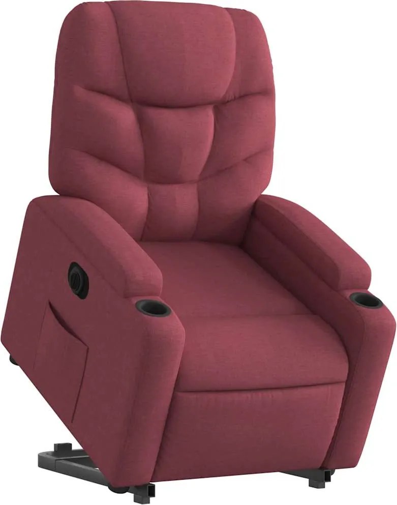 Elektrické zvedací polohovací křeslo vínové textil 3204623