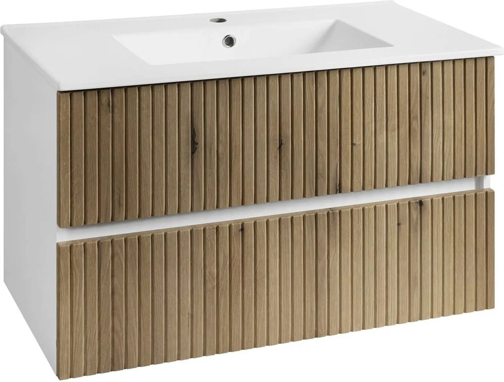Aqualine Paneda - Umyvadlová skříňka 90x55x45 cm, dub emporio PN390