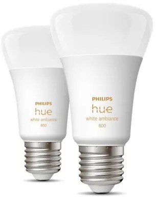 LED žárovka E27 Philips Hue 2ks 6W (60W) White Ambiance (2200-6500K) stmívatelná