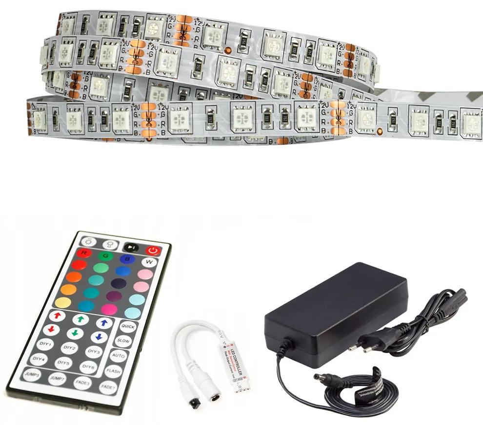 ECOLIGHT LED pásek - RGB 5050 - 2,5m - 60LED/m - 14,4W/m -IP20 - komplet - ovládání 44 tlačítek