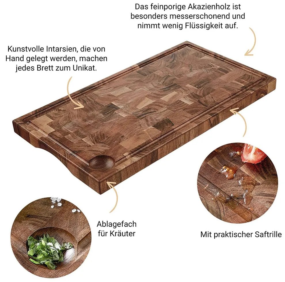 ACACIA Krájecí prkénko intarzované s drážkou