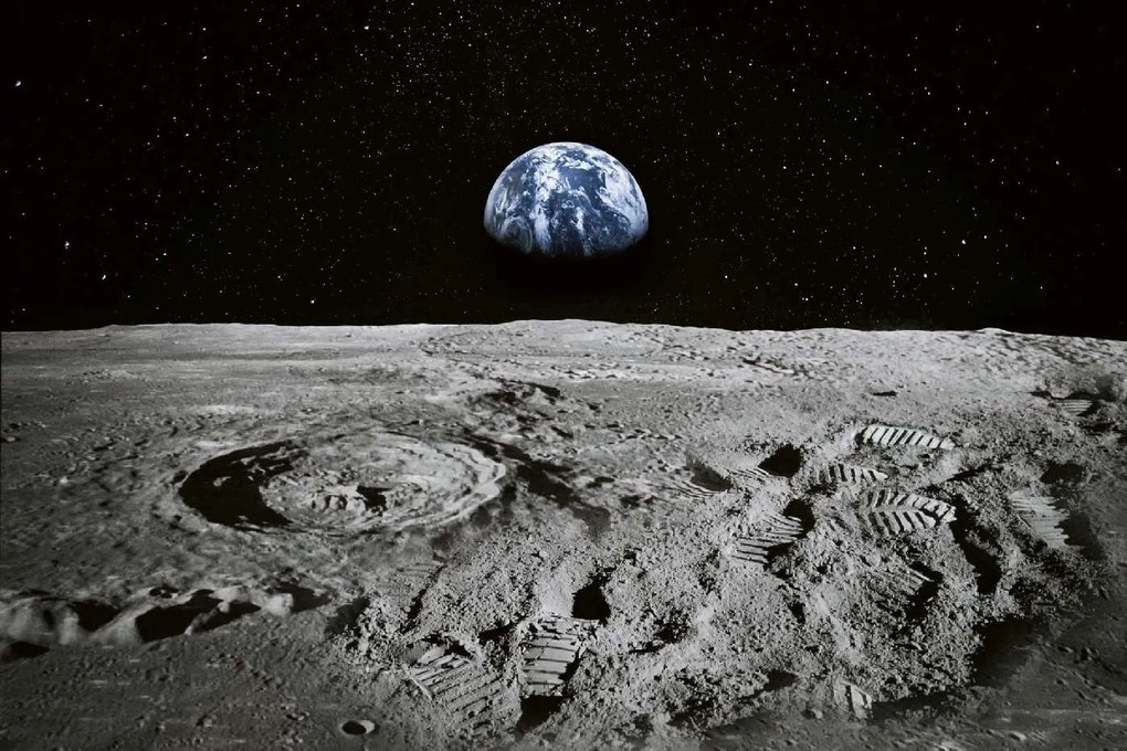 DIMEX | Samolepicí vliesová fototapeta na zeď Země na horizontu MA-5-2234 | 375 x 250 cm | modrá, černá, šedá