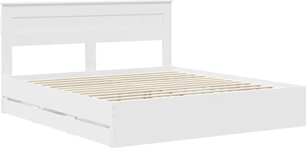 Rám postele se zásuvkou Bílá 180 x 200 cm Inženýrské dřevo 3409828