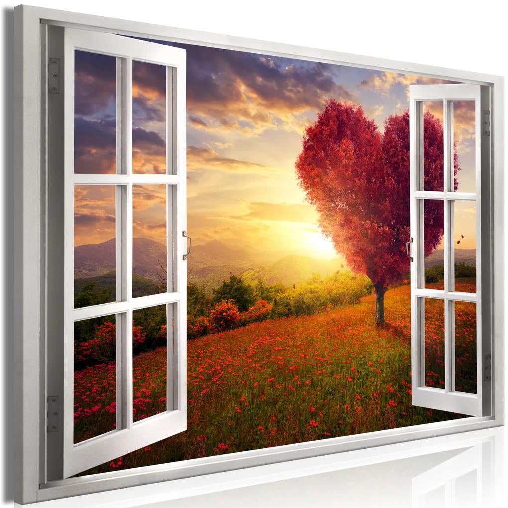3D obraz okno do krajiny lásky + háčky, hřebíčky ZDARMA Velikost (šířka x výška): 90x60 cm