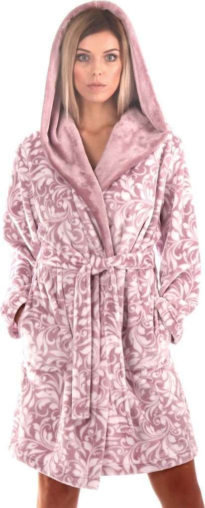 Krátký dámský župan Flora mauve mist 48 56 4303 - L