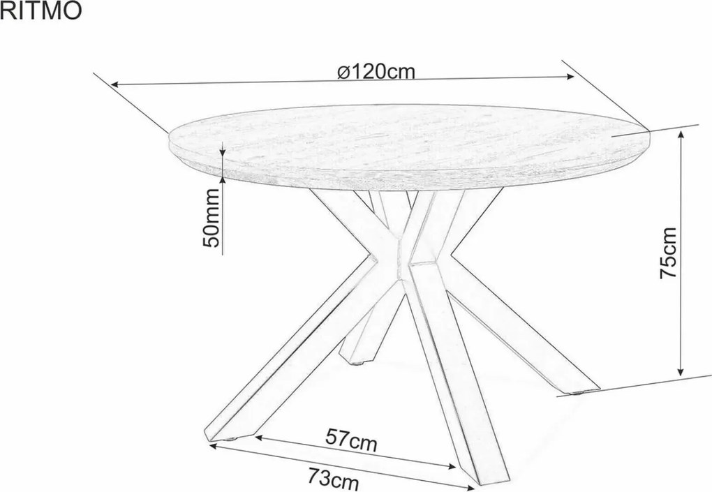Kulatý jídelní stůl Ritmo 120 cm dub přírodní/černý