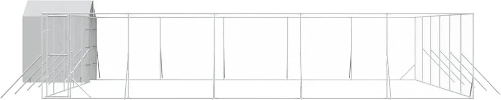 Venkovní psí kotec se střechou stříbrný 12 x 12 x 2,5 m ocel 3190482