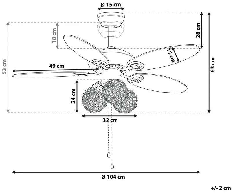 Hnědý stropní ventilátor se světlem HEILONG Beliani