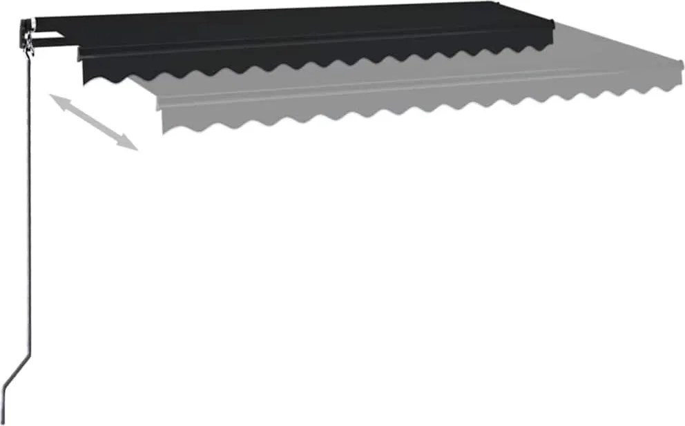 Ručně zatahovací markýza s LED světlem 450 x 350 cm antracitová 3069204