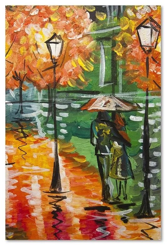 Obraz na plátně Pár Podzimní déšť jako malovaný - 70x100 cm