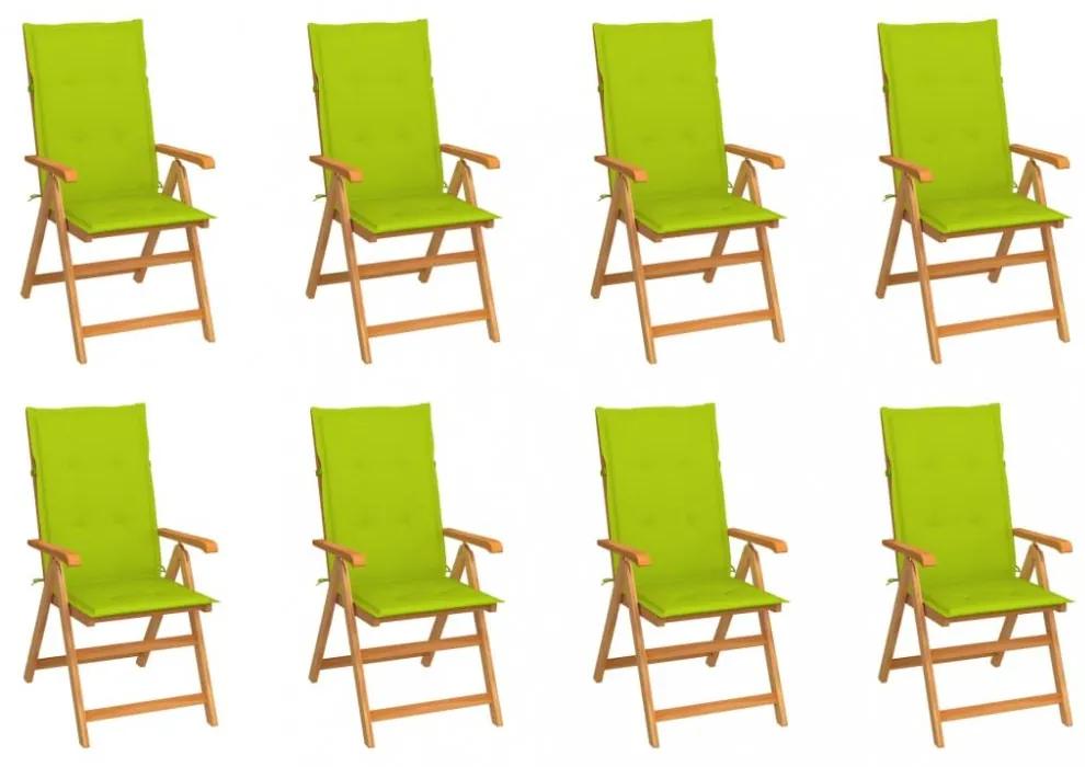 Zahradní polohovací židle 8 ks akácie / látka Dekorhome Tmavě zelená
