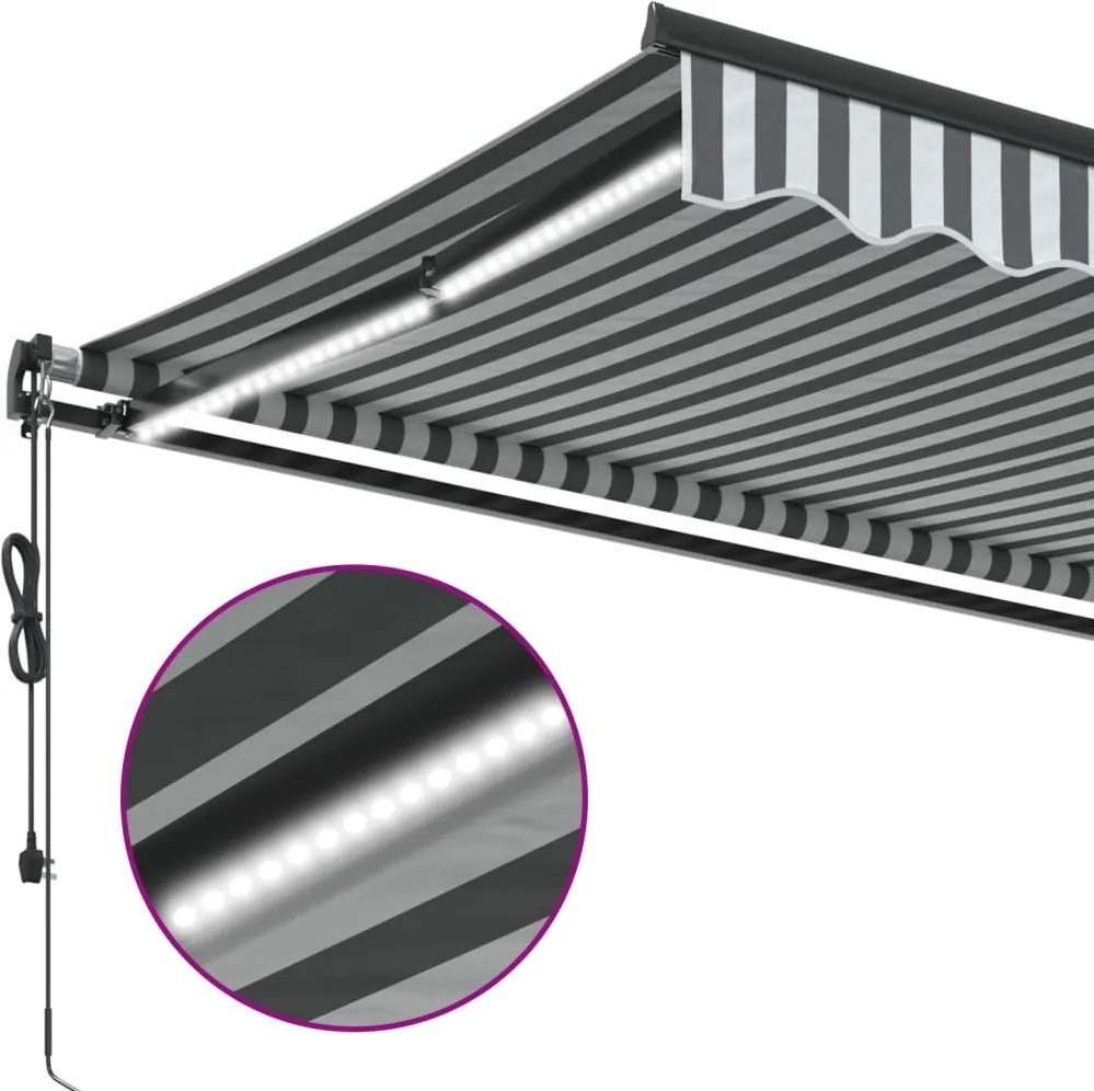 Automatická zatahovací markýza s LED antracit a bílá 450x350 cm 3215815
