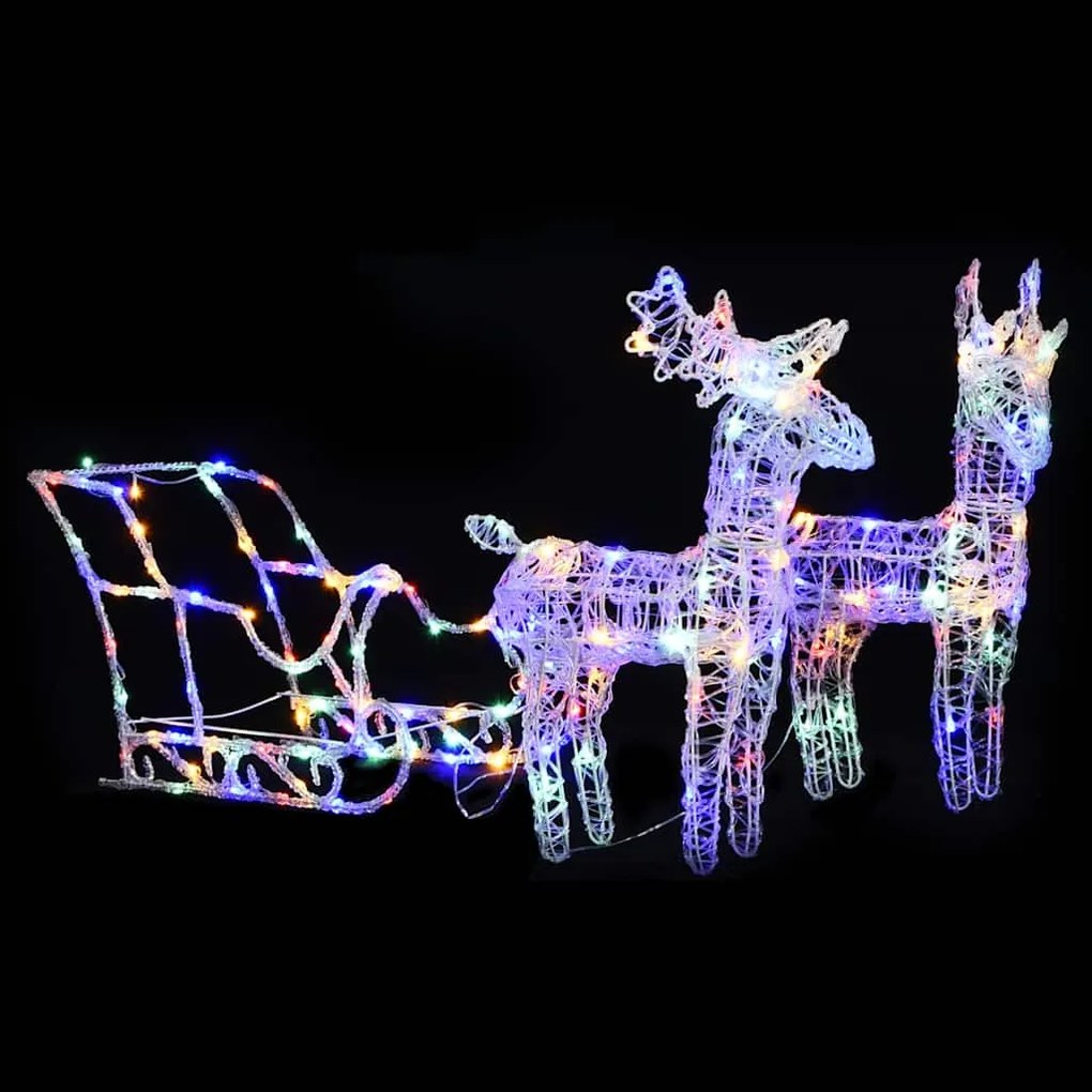 Vánoční sobi se sáněmi 160 LED diod 130 cm akryl 328522