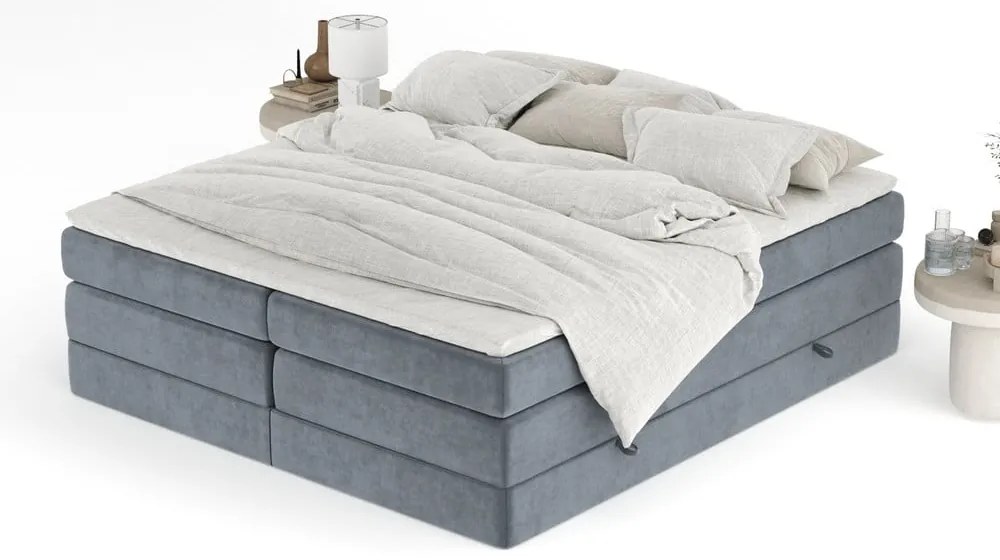 Tmavě šedá boxspring postel s úložným prostorem/bez čela 200x200 cm Juniper – Maison de Rêve