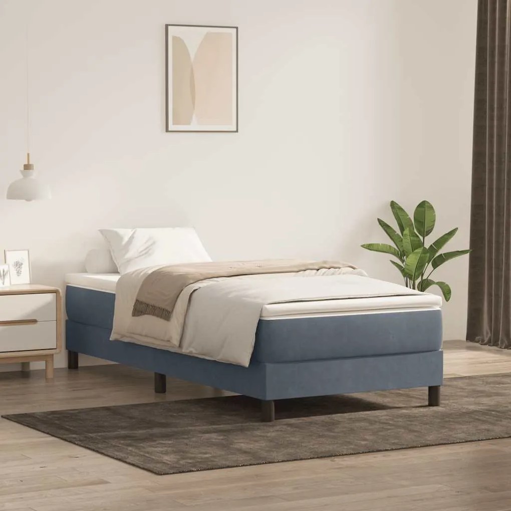 Postel Box Spring bez matrace tmavě šedá 90x220 cm samet 3315856