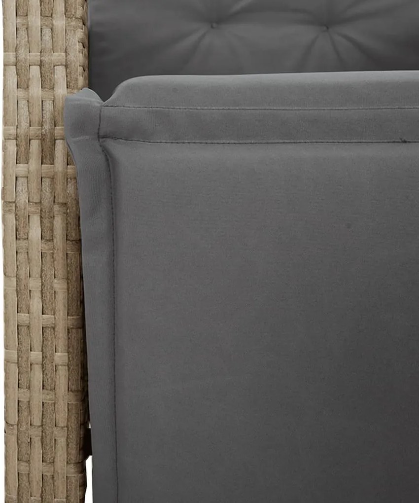3dílný bistro set s poduškami béžový polyratan 3212584
