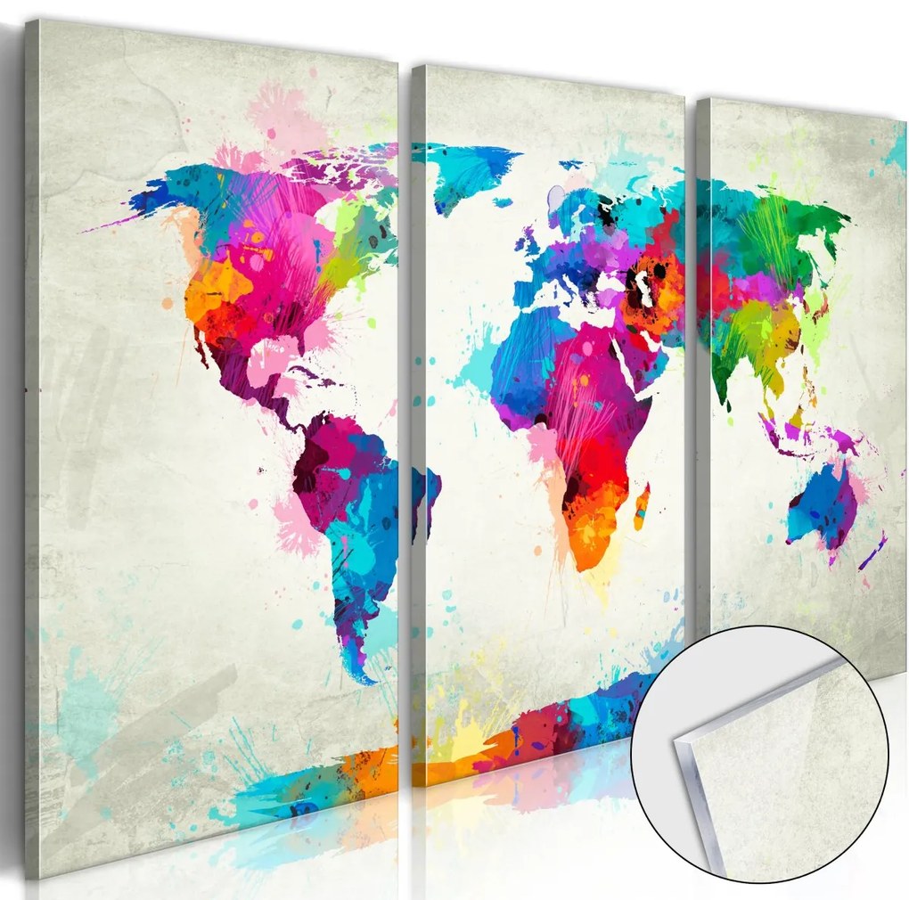 Obraz na akrylátovém skle - World Map: An Explosion of Colours [Glass] - 90x60