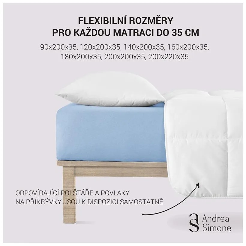 Andrea Simone Jersey Lycra prostěradlo Andrea Simone boxspring - Modrá (Della Robbia Blue 16-4020) 200 x 220