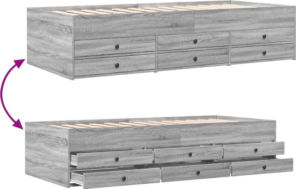 Válenda se zásuvkami bez matrace dub sonoma 90 x 190 cm 3280886