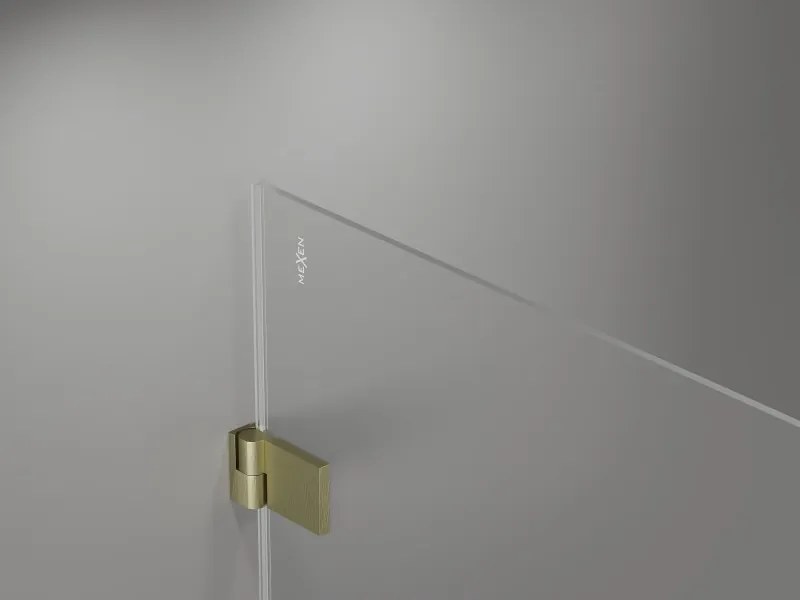 Mexen Lunar-B L sklápěcí sprchový kout levý 90 x 80 cm, čiré sklo, zlatá matná, 832L-090-080-55-00-L
