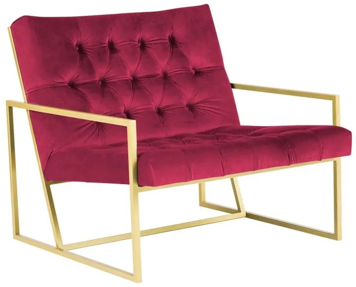 Růžové křeslo s konstrukcí ve zlaté barvě Mazzini Sofas Bono