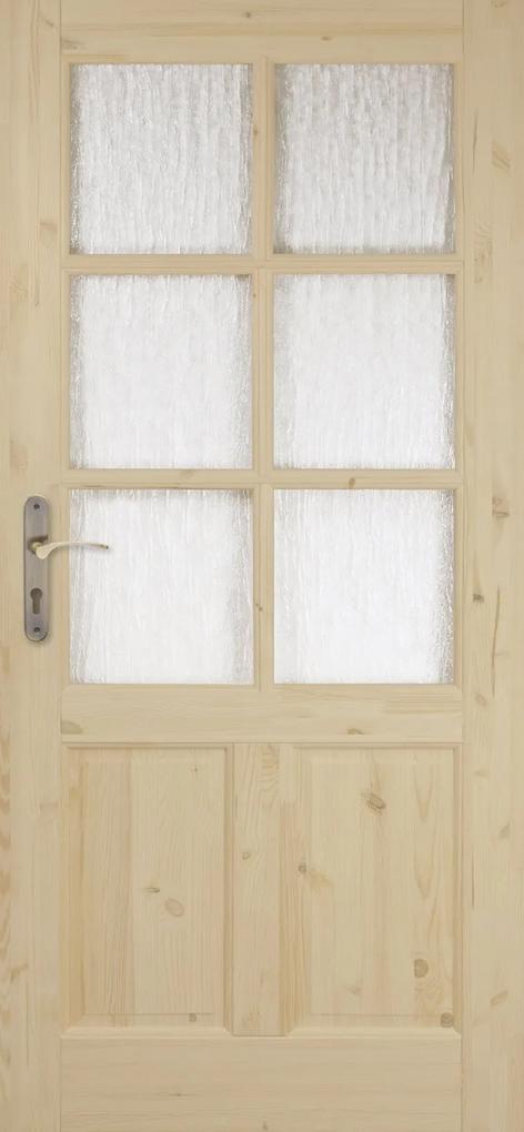 ORKAN Interiérové dveře 6lux Eco, 60 P, 650 × 1985 mm, masivní dřevo, pravé, borovice, prosklené