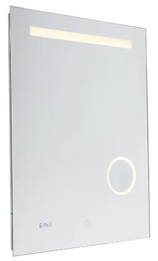 Koupelnové zrcadlo 60x80 cm vč. LED s dotykovým stmívačem a hodinami - Miral