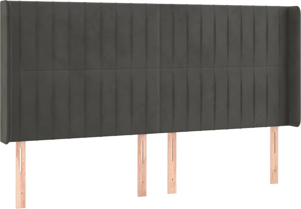 Box spring postel s matrací a LED tmavě šedá 160x200 cm samet 3139692