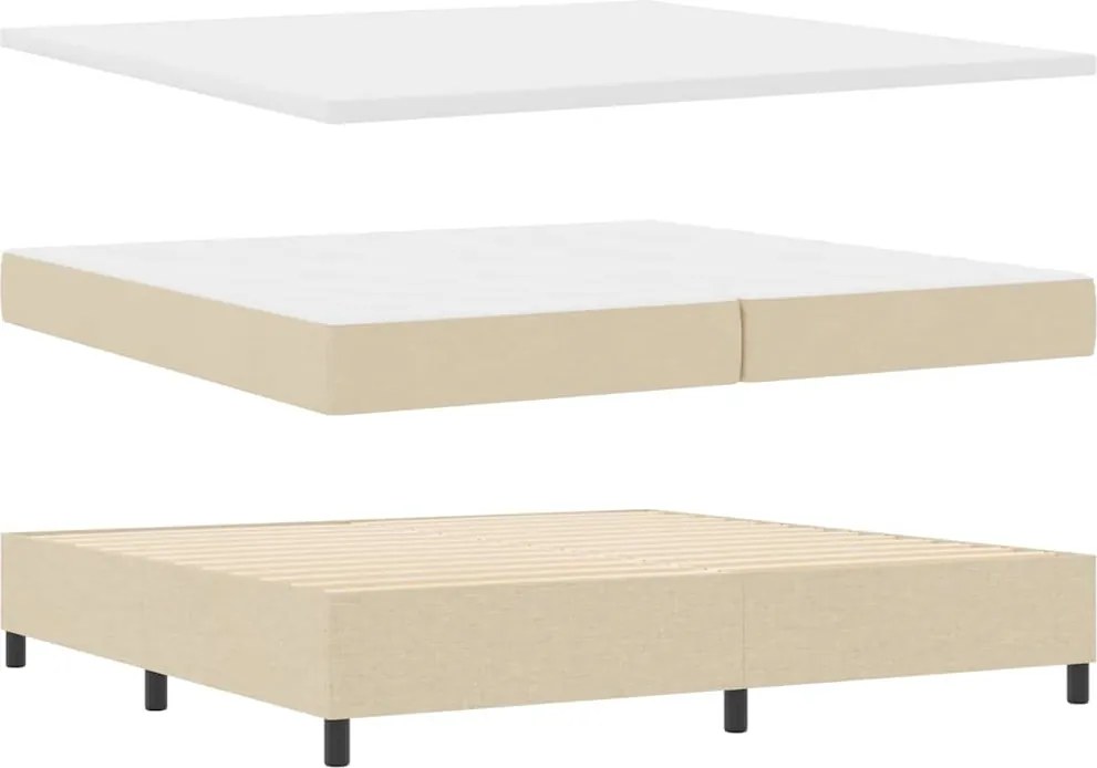 Postel s boxspringem s čelo Krémová 200 x 200 cm textil 3340590