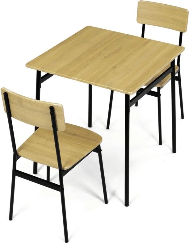 Set jídelní (1+2), MDF, dekor divoký dub, černý kov hnědá