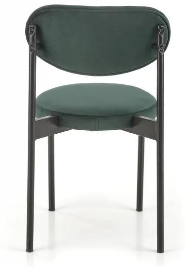 Jídelní židle EVONNE — kov, látka, zelená
