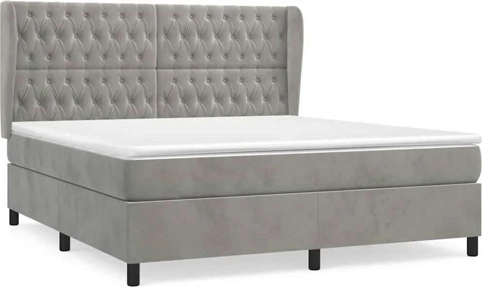 Box spring postel s matrací světle šedá 180x200 cm samet 3129405
