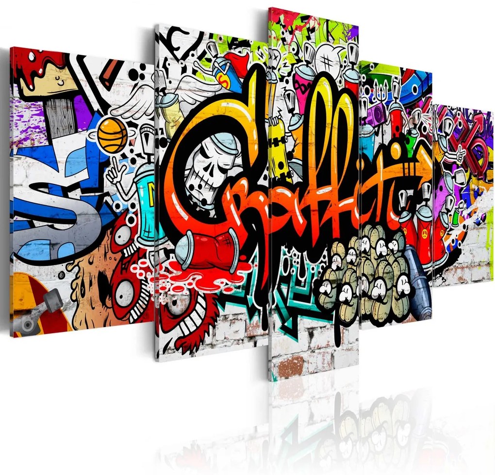 Pětidílný obraz - barevné graffiti (200x100 cm) - Murando DeLuxe