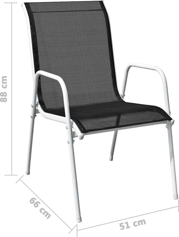Stohovatelné zahradní židle 2 ks ocel a textilen černé 313070